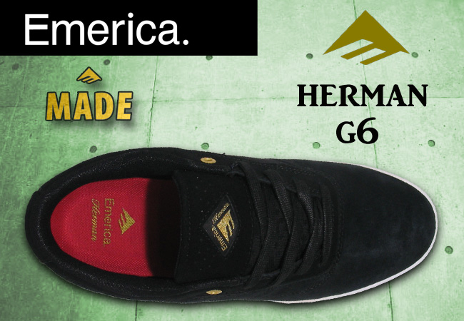 EMERICA THE HERMAN G6 BLACK/WHITE/GOLD 【エメリカ スケート シューズ】【日本正規品】 RBS